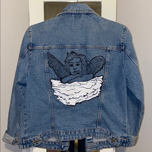 Jackets & Coats | Custom Angel Hand Painted Denim Jacket | Poshmark